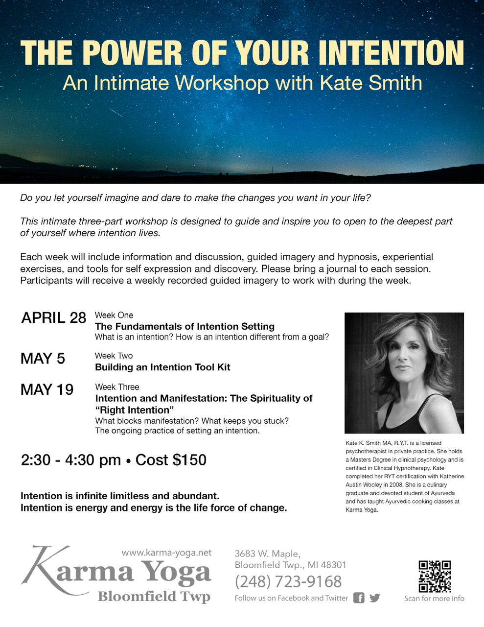 The Power of Intention - Workshop with Karma Yoga - Birmingham Maple Clinic | Michigan Mental Health